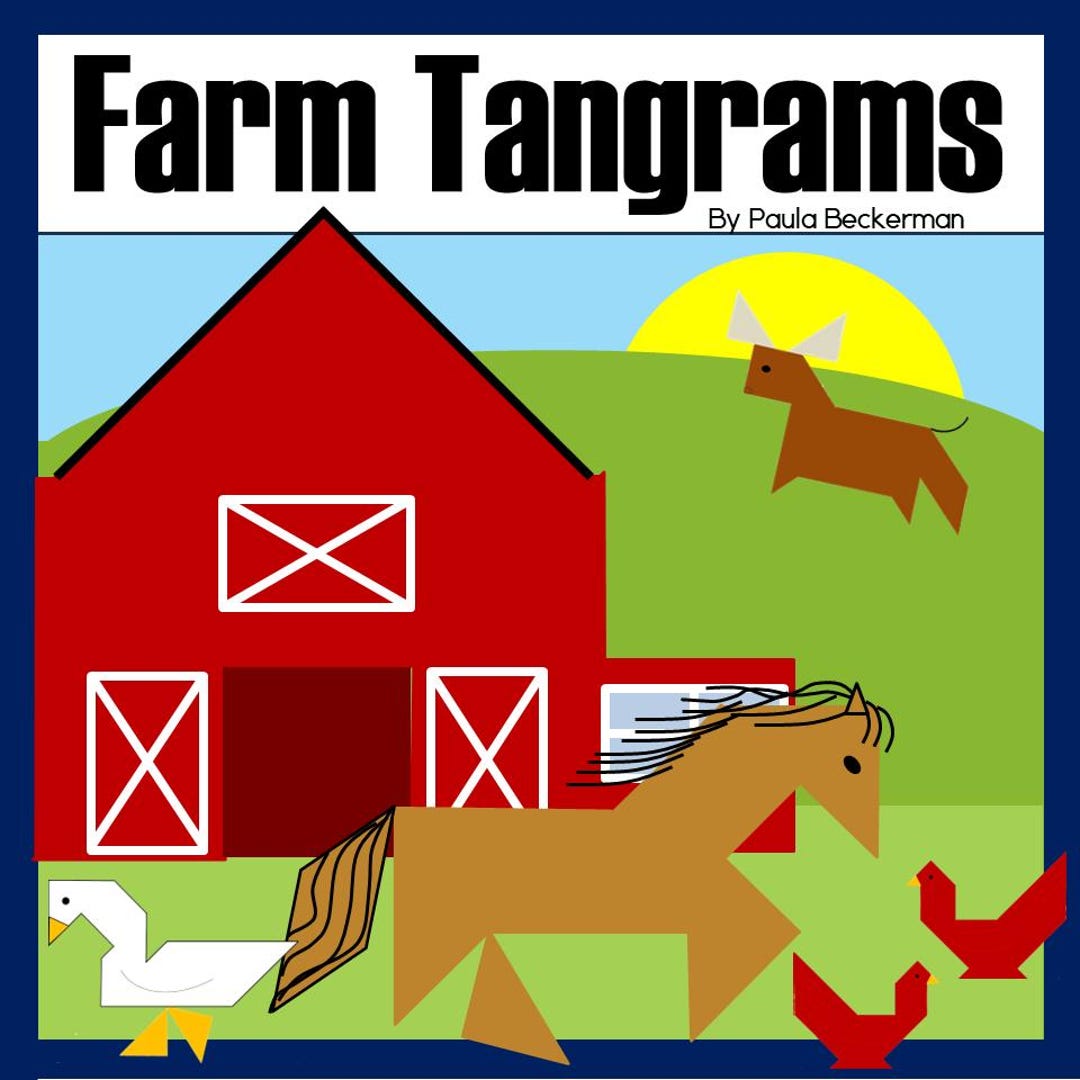 Farm Animals Printable Tangrams Congruent 2D Shapes Math Center and ...
