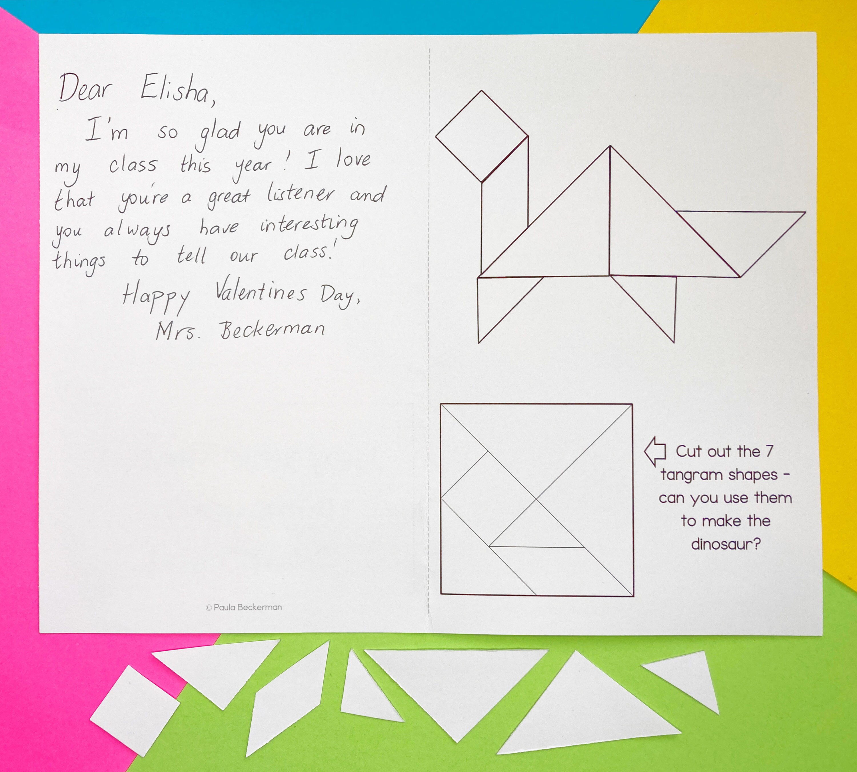 Valentines Day Cards for Students | Printable Dinosaur Tangram Puzzles ...