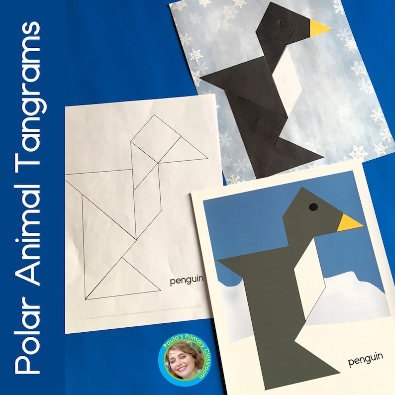 Polar Animal Tangram Puzzles Printable | 2D Shapes Math Center ...