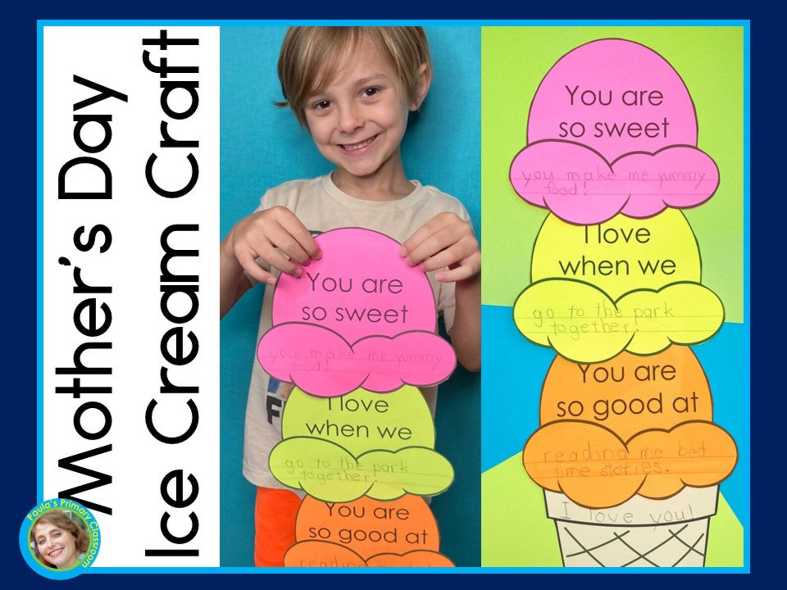 Mothers Day Fathers Day Ice Cream Craft and Writing Activity - Etsy