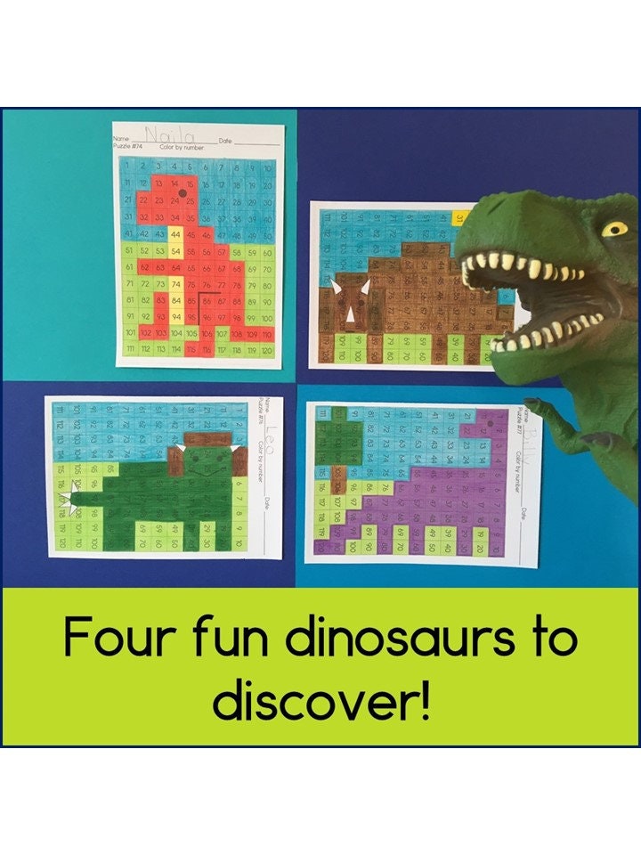 Dinosaurs 100s Chart | Hundreds Charts | 100 Chart Mystery Pictures - Etsy