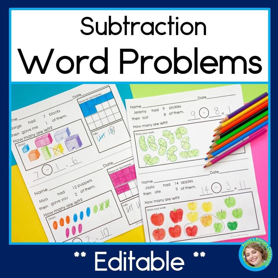 Editable | Programmable Subtraction Word Problems | Make Your Own - Etsy