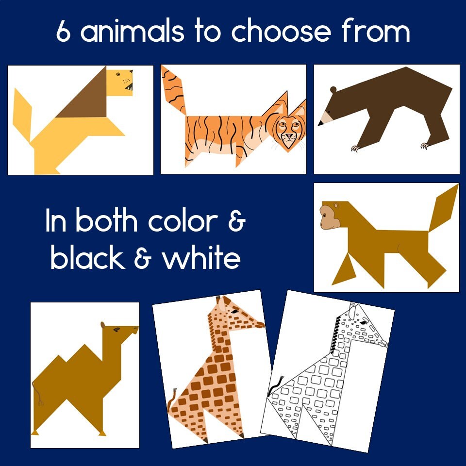 Valentines Day Cards for Students | Printable Zoo Tangram Puzzles With ...