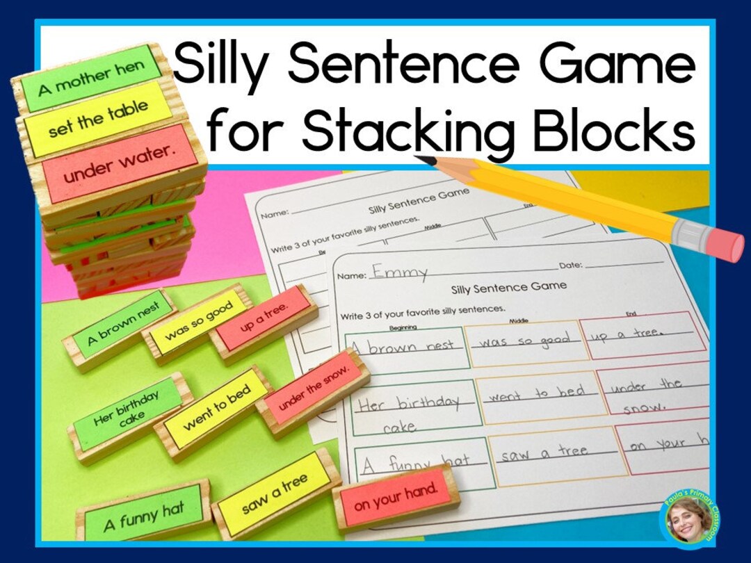 Silly Sentences Building Game for Tumbling Blocks - Etsy