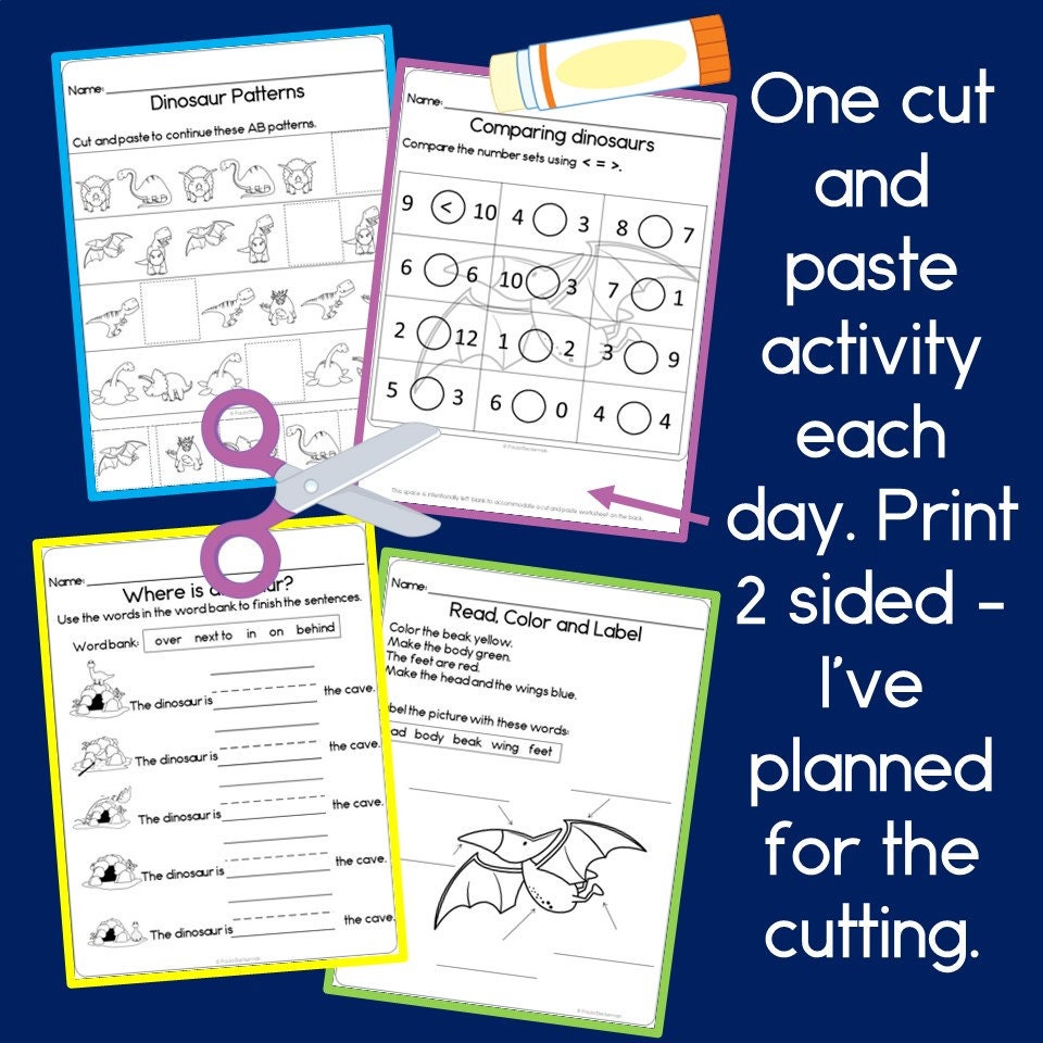 Dinosaur Math and Literacy Worksheets - Etsy