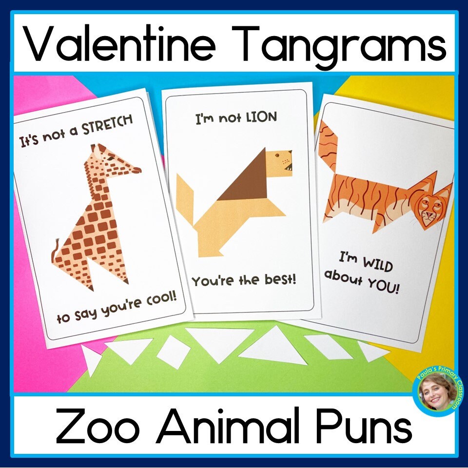 Valentines Day Cards for Students | Printable Zoo Tangram Puzzles With ...