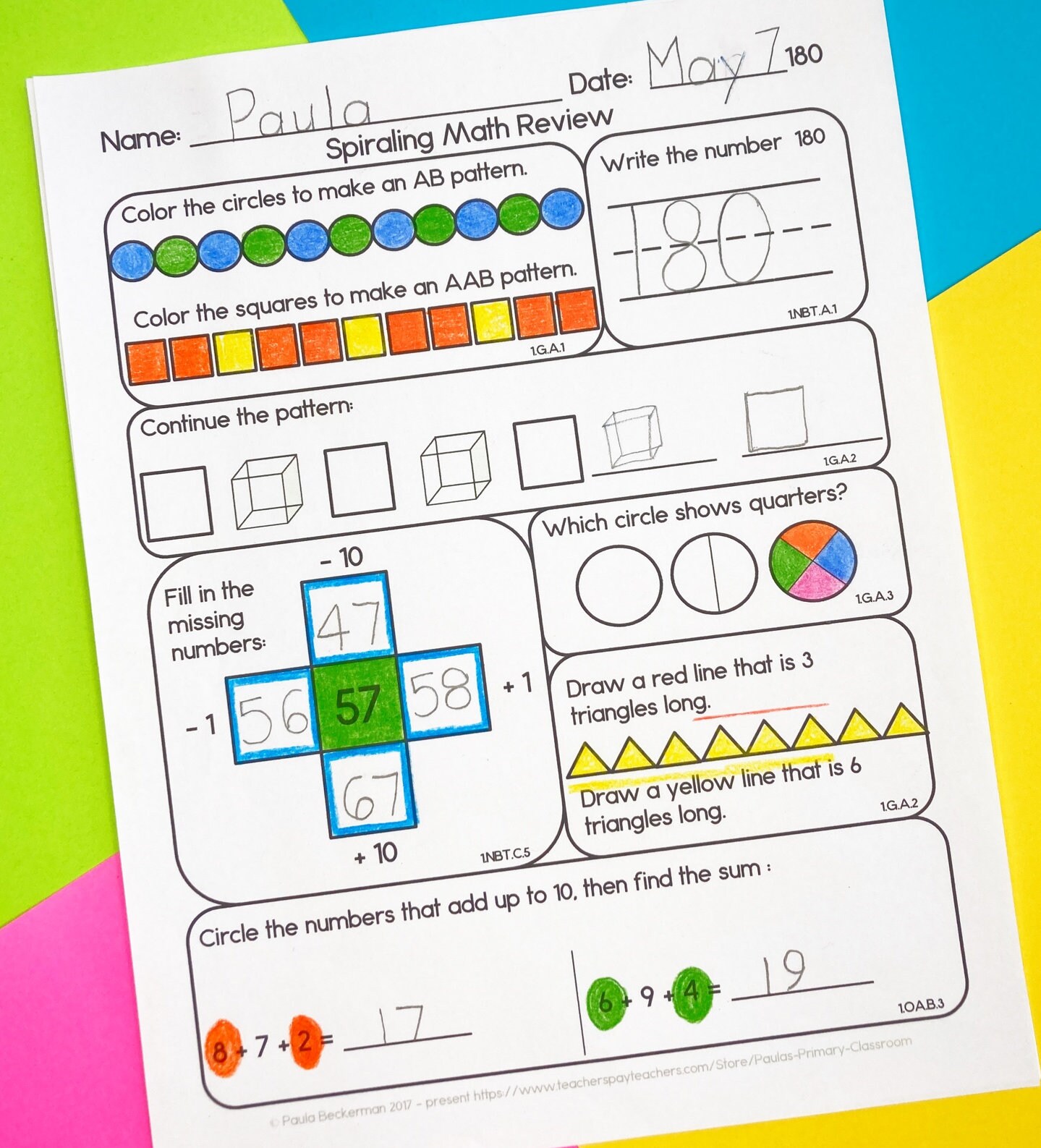 Math Spiral Review Daily Worksheets Morning Work Homework Month 9 - Etsy