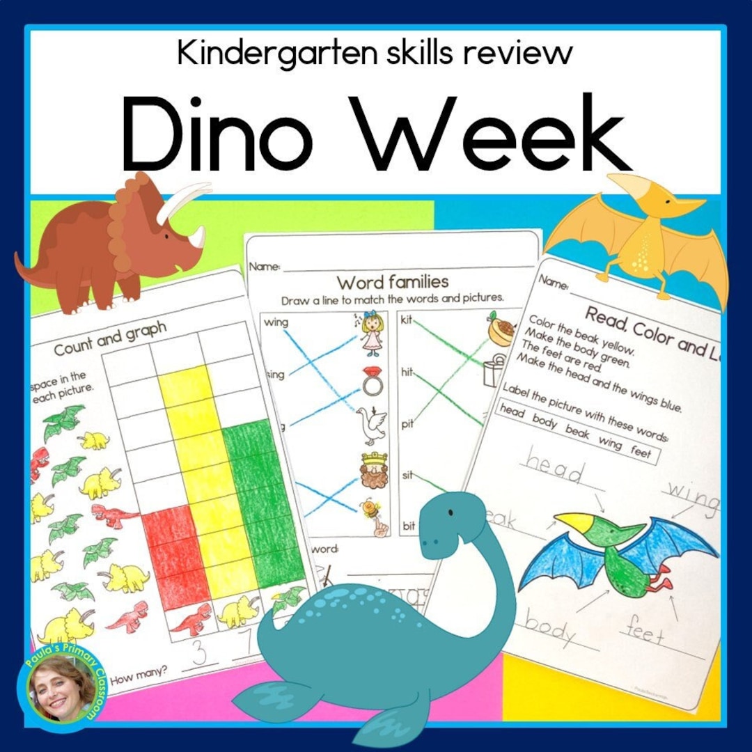 Dinosaur Math and Literacy Worksheets Kindergarten - First Grade ...