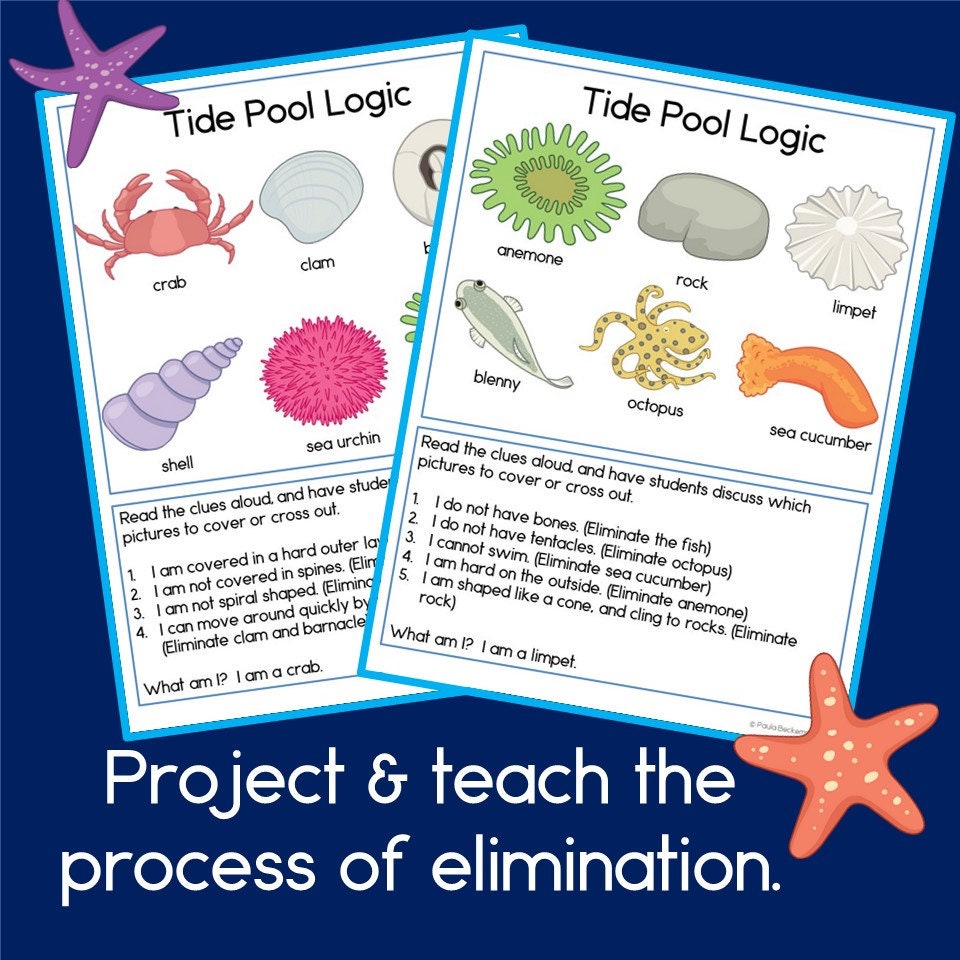 Tide Pool Math Logic Puzzles | Process of Elimination With Ocean ...