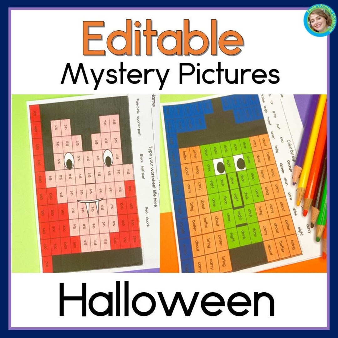 Editable Programmable Halloween Color by Code Mystery Pictures - Etsy