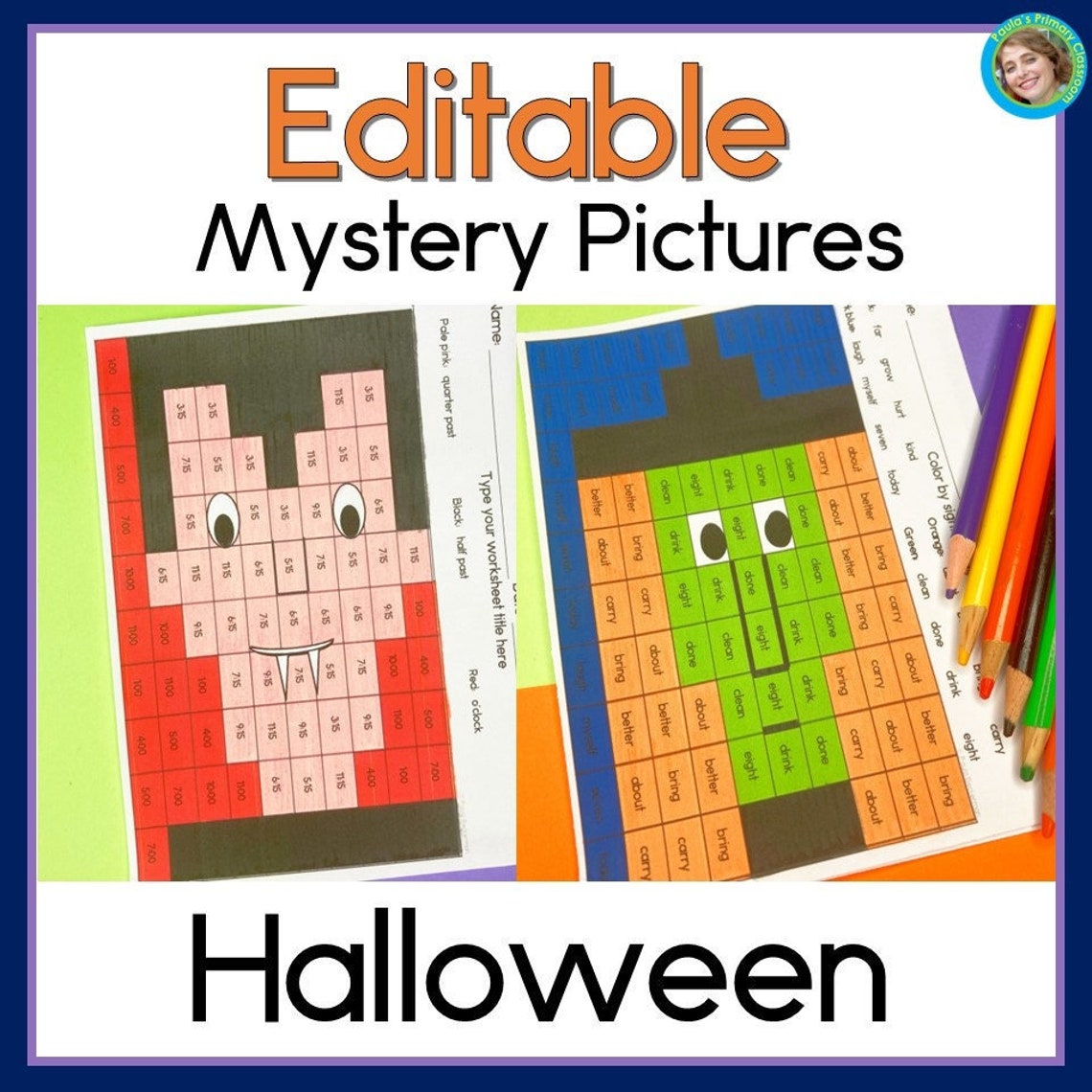 Editable Programmable Halloween Color by Code Mystery Pictures - Etsy