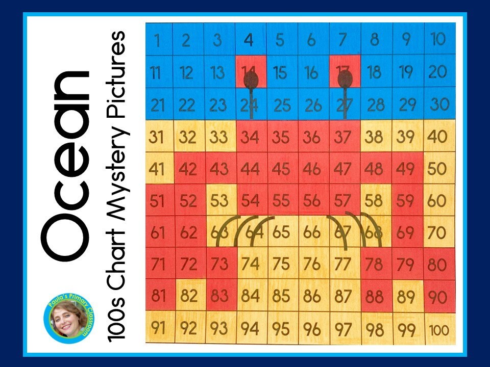 Ocean Animals 100s Chart Hundreds Charts 100 Chart Mystery - Etsy