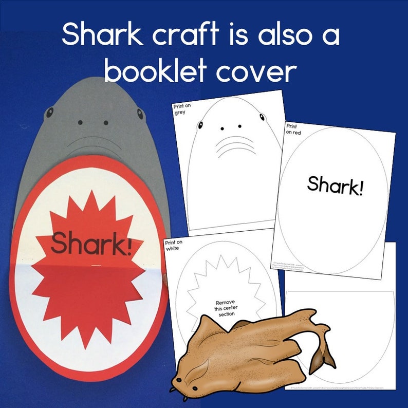 Shark Craft & Mini Book Reading Science Measurement Math | Shark Size ...
