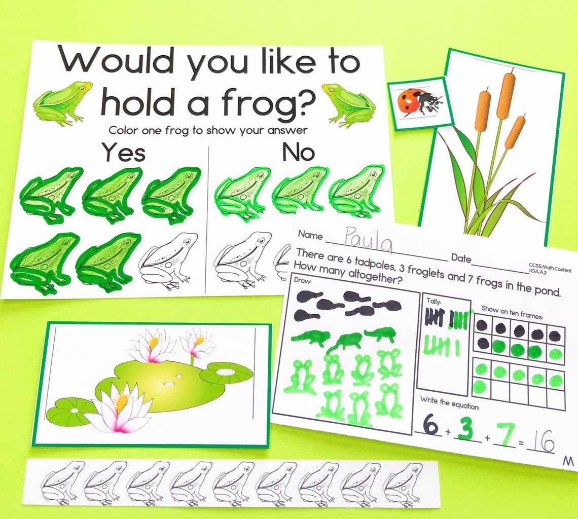 Frog Math With Addition Subtraction Word Problems Graphing and ...