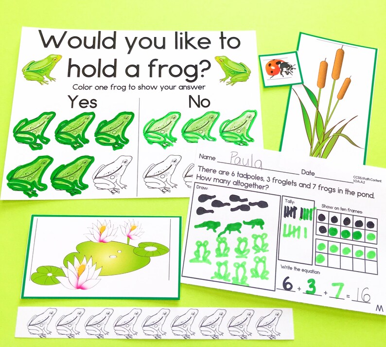 Frog Math With Addition Subtraction Word Problems Graphing and ...
