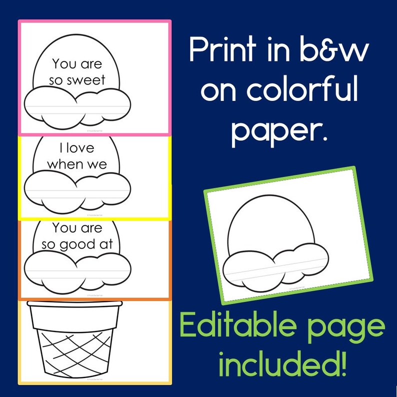 Mothers Day Fathers Day Ice Cream Craft and Writing Activity With ...