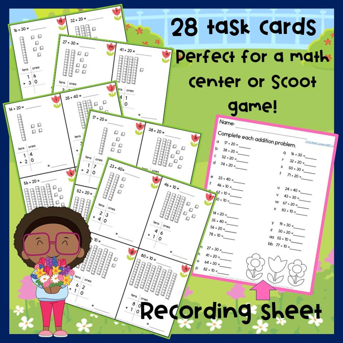 Adding BIG, Adding Multiples of 10 to a 2 Digit Number Spring Flowers ...