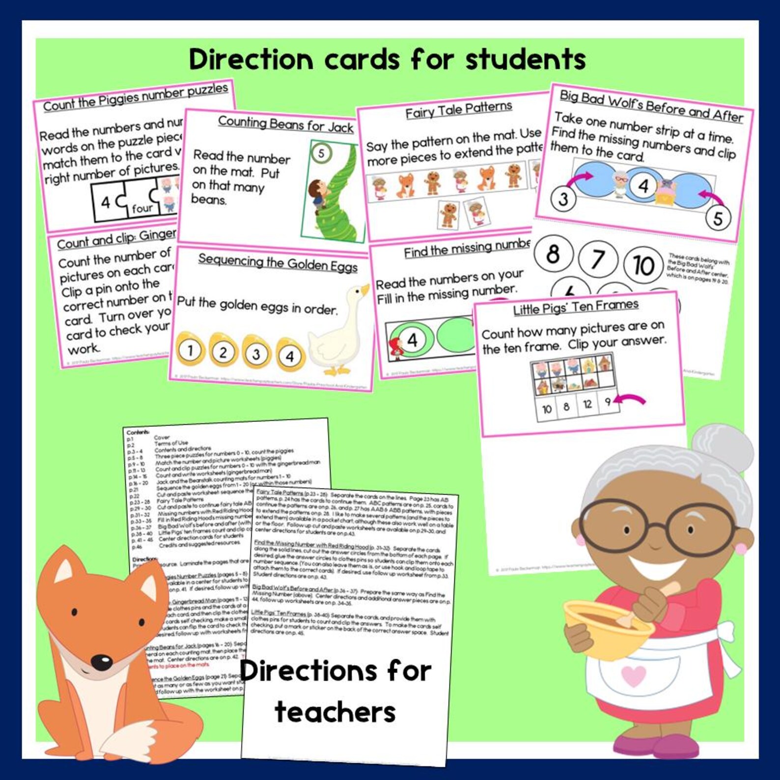 Fairy Tale Math Centers for Preschool Kindergarten | Numbers Counting ...