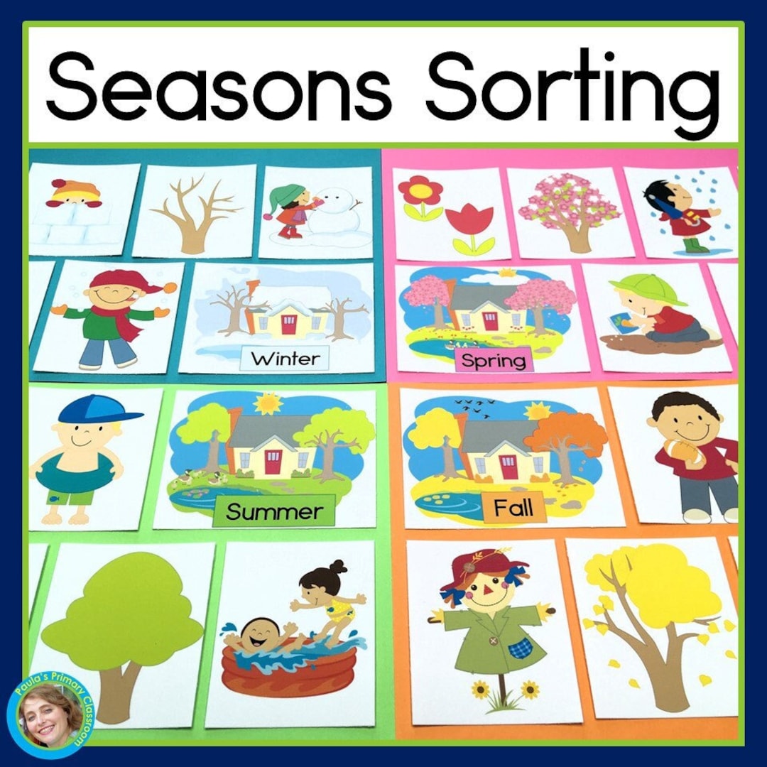 Four Seasons Picture Sorting Posters and Worksheet Spring Summer Winter ...