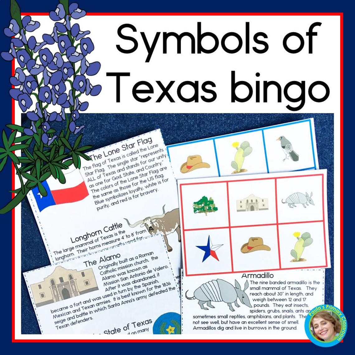 Texas Symbols Bingo Game & State History Posters (printable) - Etsy