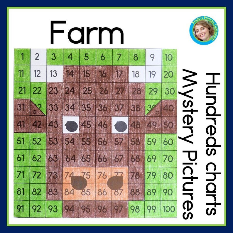 Farm Animals 100s Chart | Hundreds Charts | 100 Chart Mystery Pictures ...