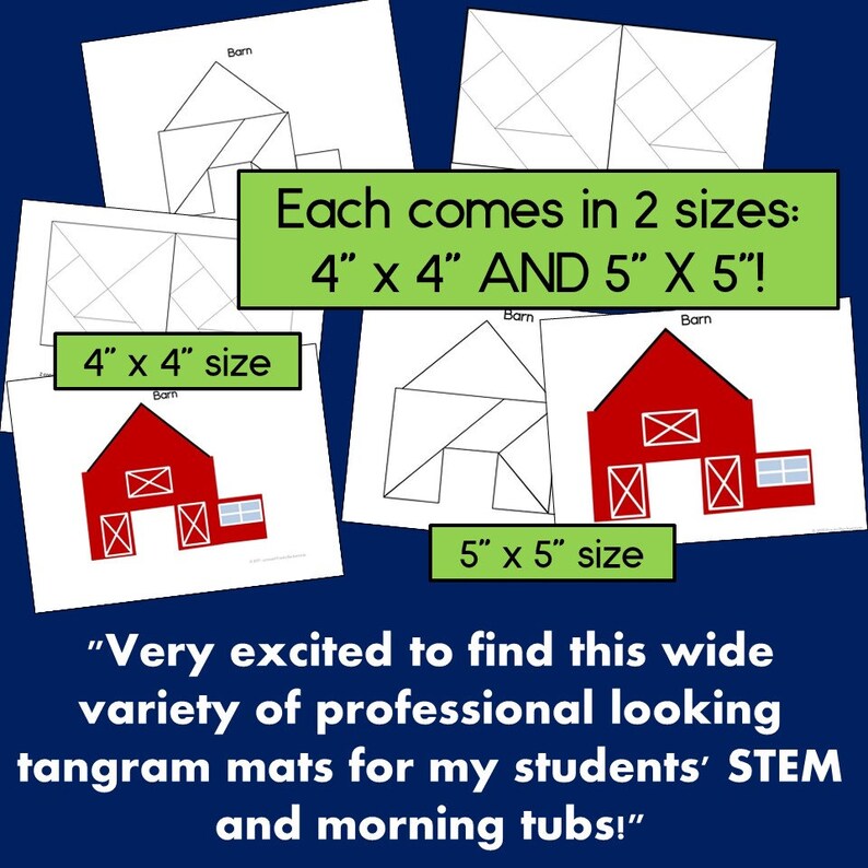 Farm Tangram Puzzles | 2D Shapes Math Center | Printable Tangrams - Etsy