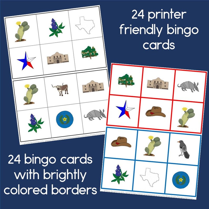 Texas Symbols Bingo Game & State History Posters (printable) - Etsy