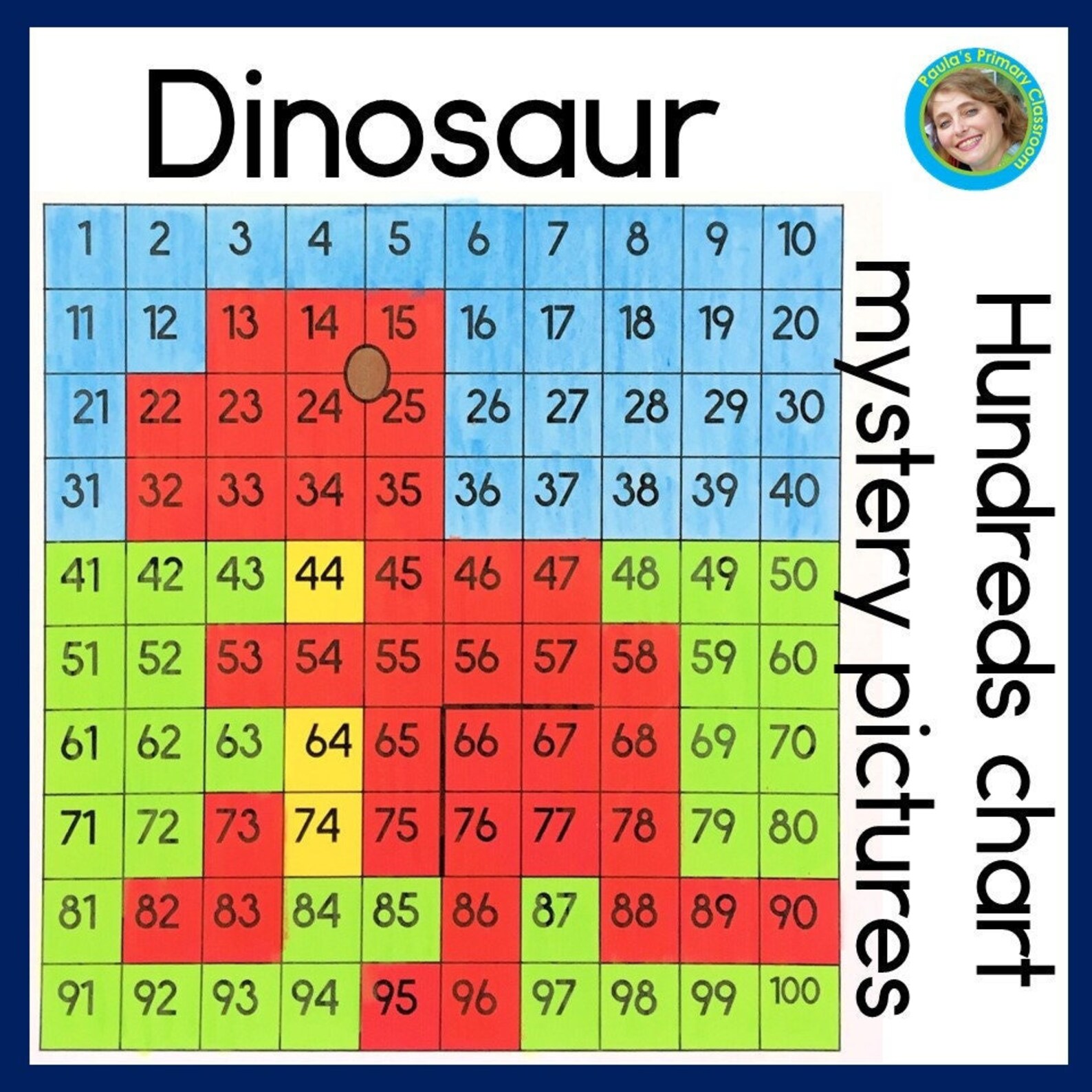 Dinosaurs 100s Chart | Hundreds Charts | 100 Chart Mystery Pictures ...