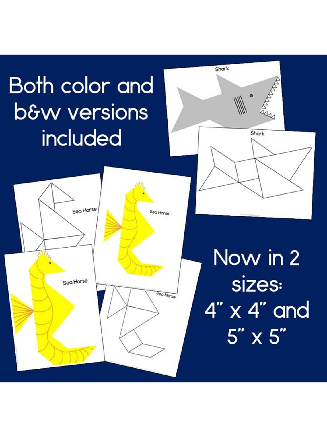 Ocean Tangram Puzzles Printable | 2D Shapes Math Center | Tangrams - Etsy