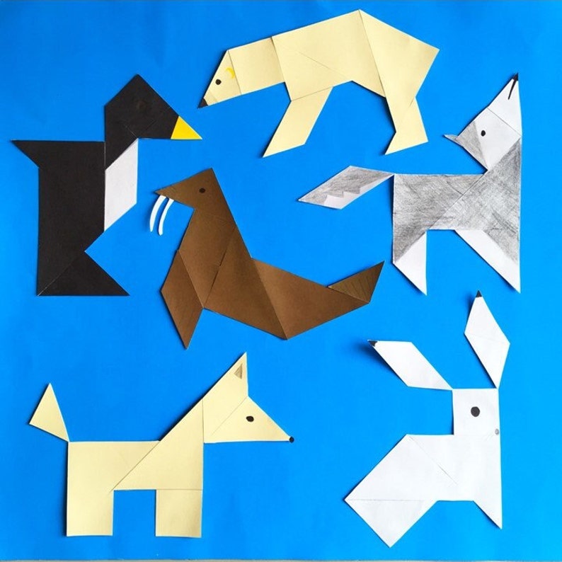 Polar Animal Tangram Puzzles Printable | 2D Shapes Math Center ...