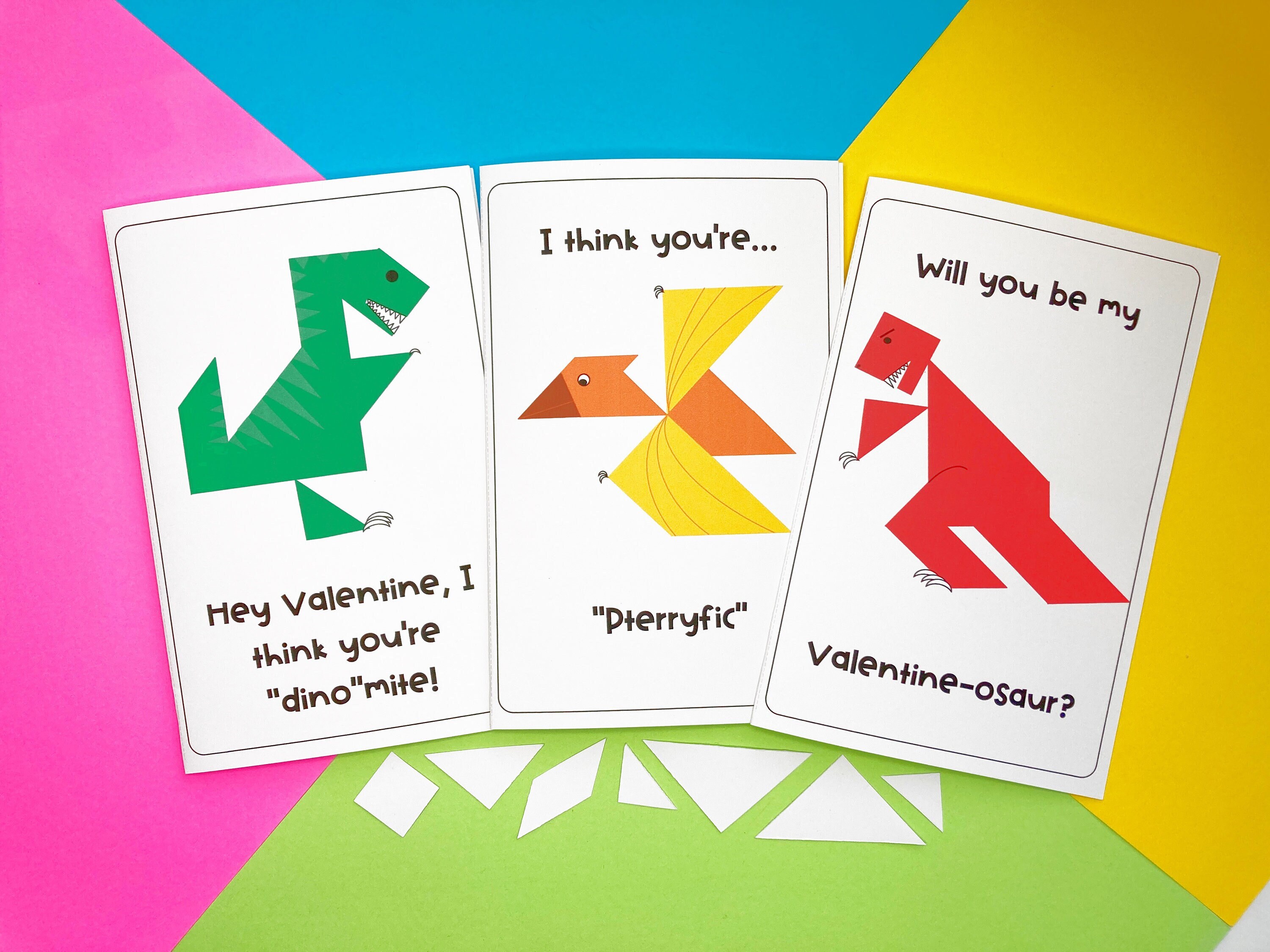 Valentines Day Cards for Students | Printable Dinosaur Tangram Puzzles ...