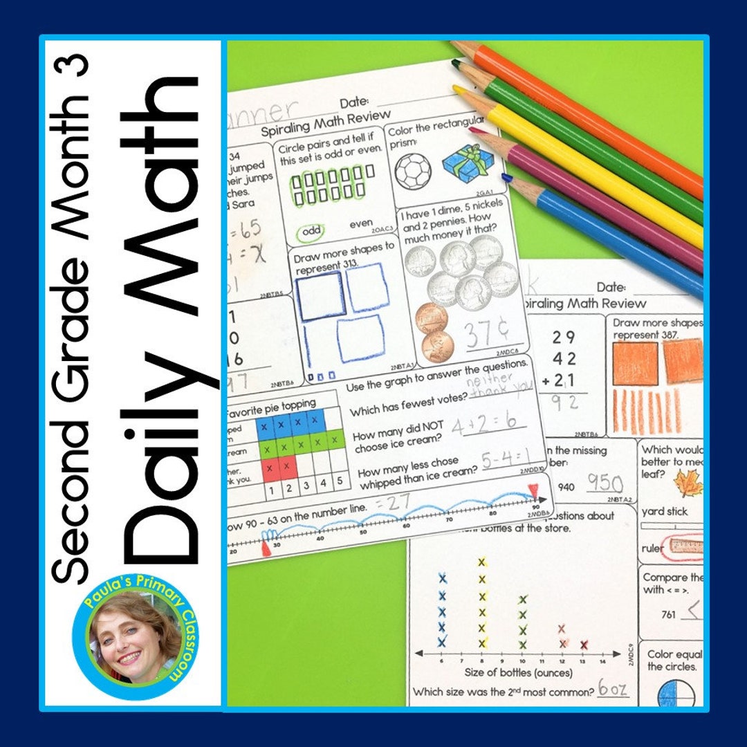 2nd Grade Math Spiral Review | Morning Work | Homework | Warm Ups Month ...