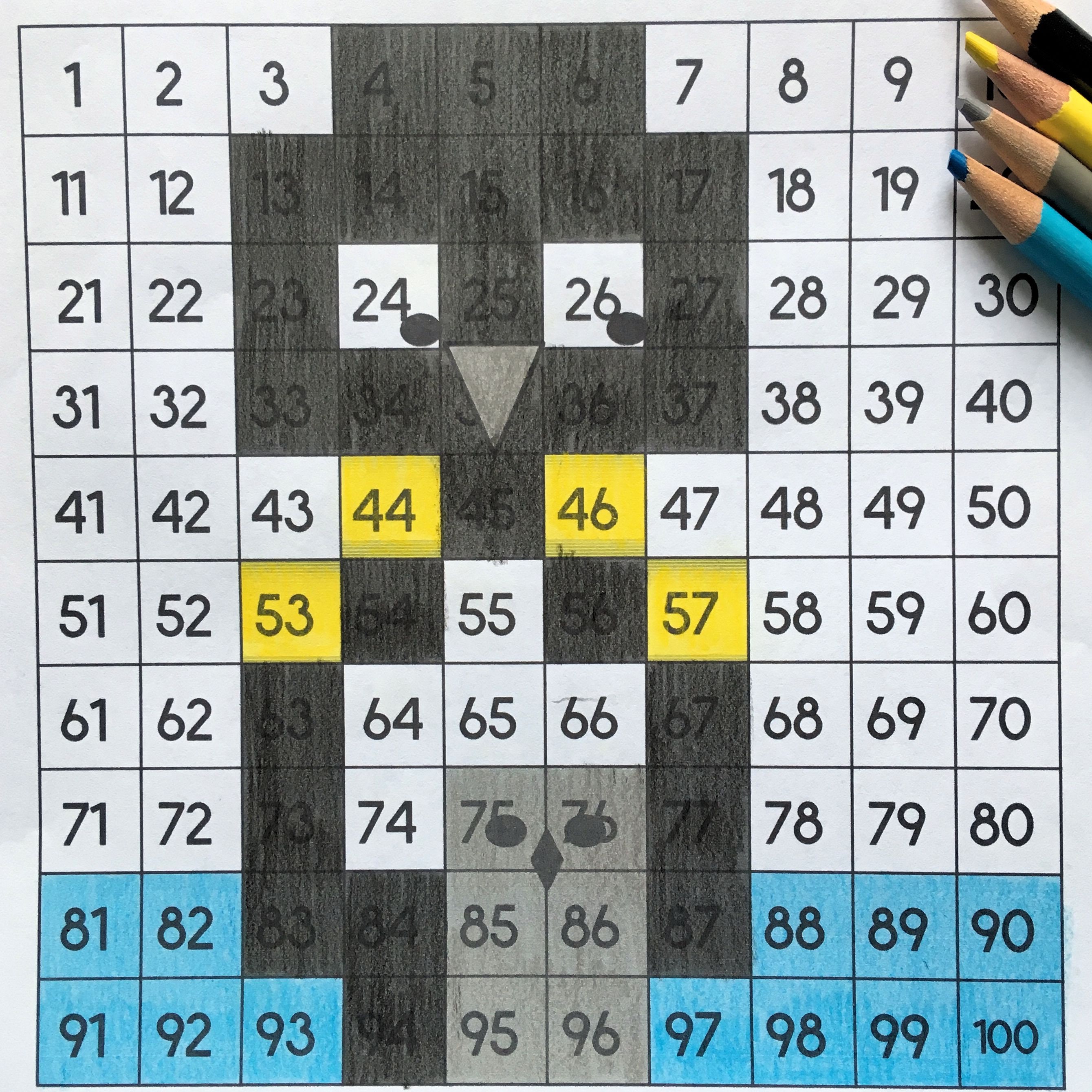 Penguin 100s Chart | Hundreds Charts | 100 Chart Mystery Pictures - Etsy
