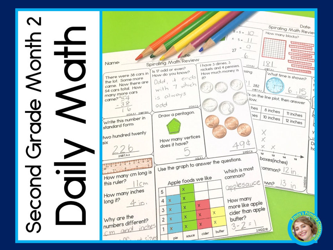 2nd Grade Math Spiral Review Morning Work Homework Warm - Etsy