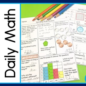 2nd Grade Math Spiral Review Morning Work Homework Warm - Etsy