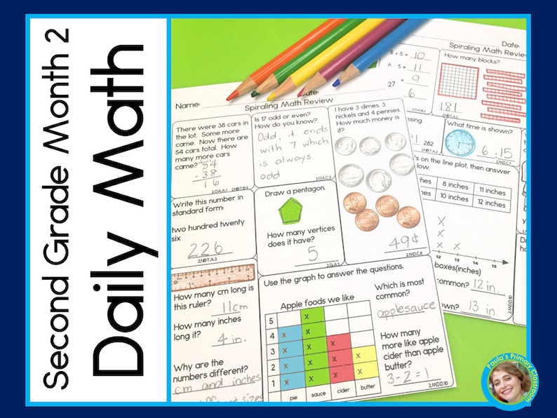 2nd Grade Math Spiral Review Morning Work Homework Warm - Etsy