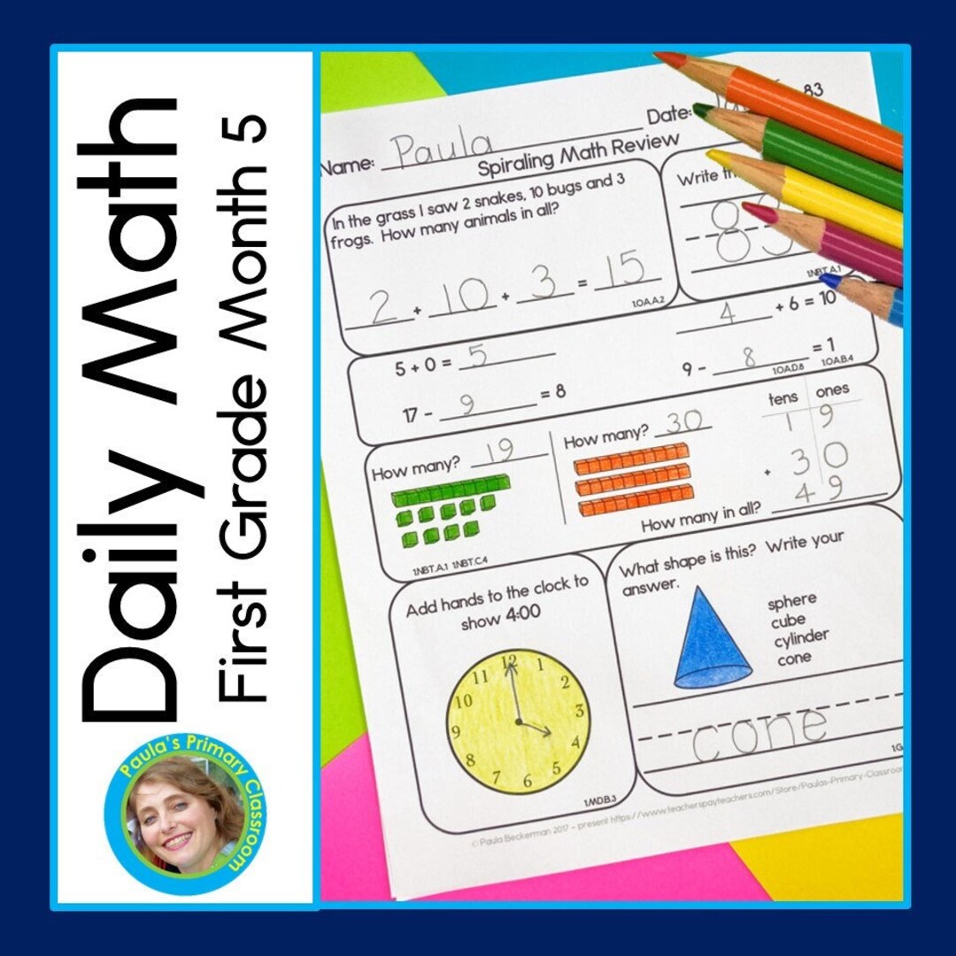Math Spiral Review Daily Worksheets Morning Work Homework Month 5 ...