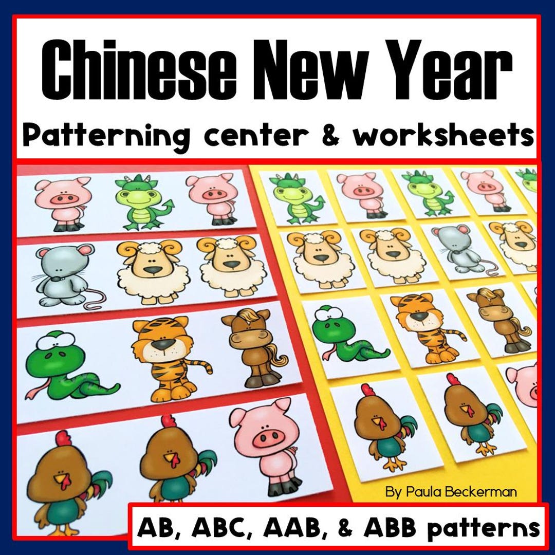 Chinese New Year 2024 Math Center With AB AB AAB and Abb Patterns - Etsy