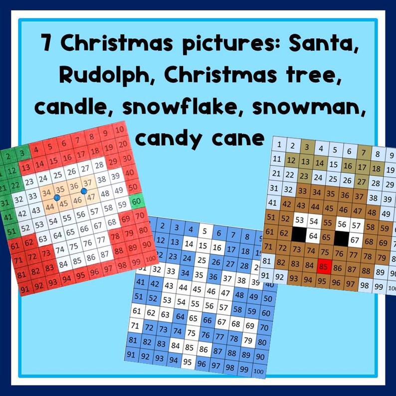 Winter Holidays | Christmas 100s Chart | Hundreds Chart | 100 Charts - Etsy
