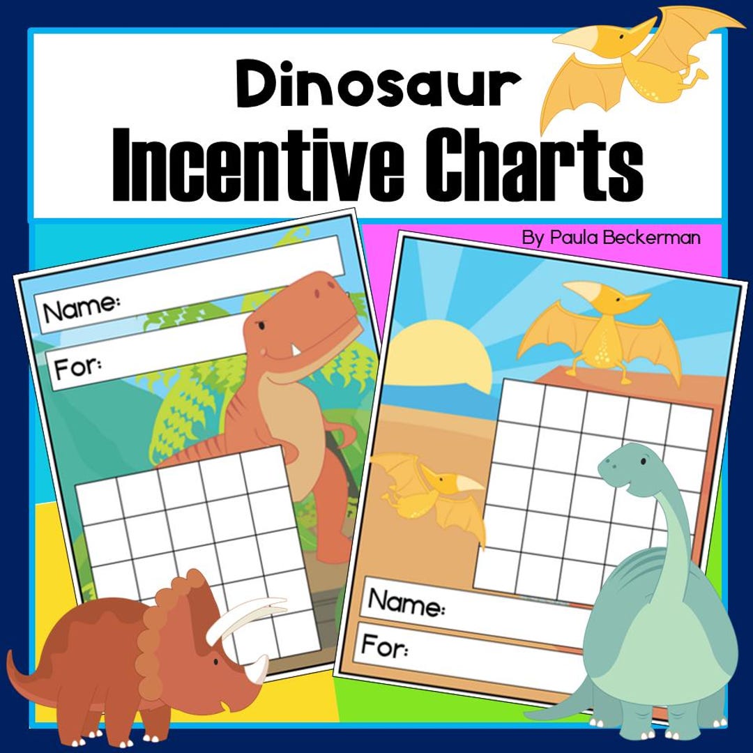 Incentive Charts Dinosaur Theme | Color and Blackline - Etsy