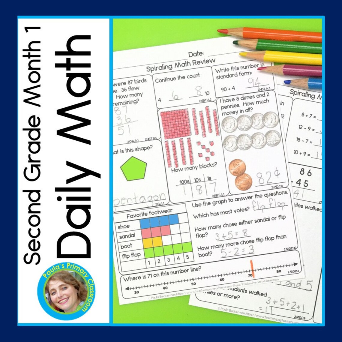 2nd Grade Math Spiral Review | Morning Work | Homework | Warm Ups Month ...