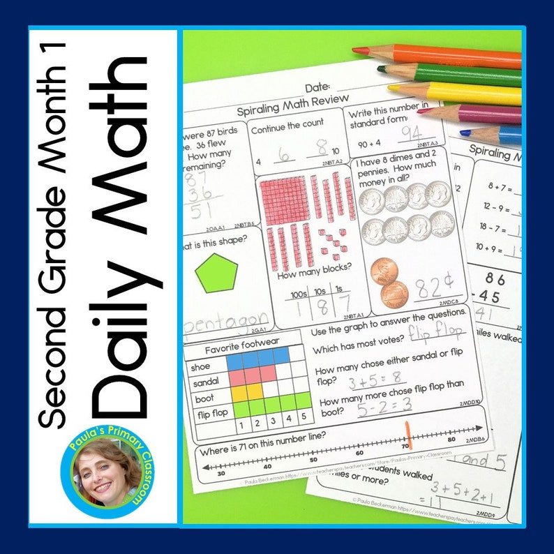 2nd Grade Math Spiral Review | Morning Work | Homework | Warm Ups Month ...