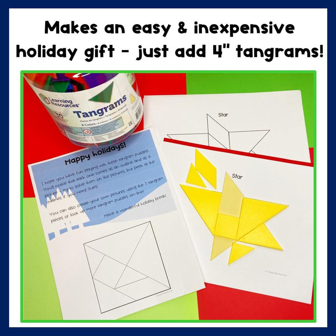 Christmas Tangram Puzzles | Printable Tangrams | 2D Shapes Math Center ...