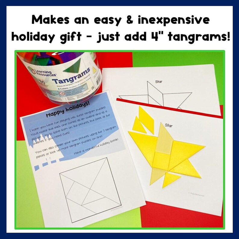 Christmas Tangram Puzzles | Printable Tangrams | 2D Shapes Math Center ...
