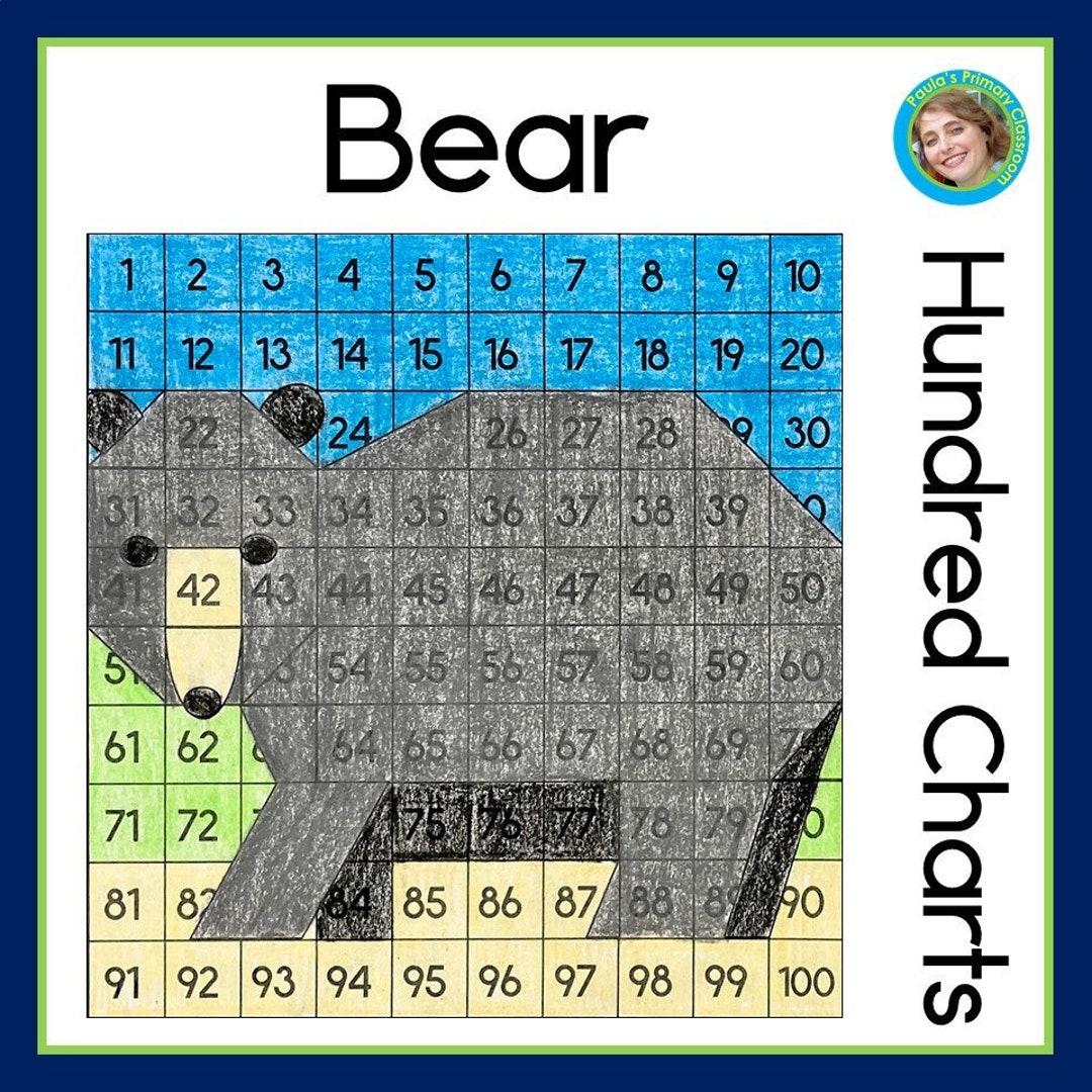 Bears 100s Chart | Hundreds Charts Panda Polar Brown and Black Bears - Etsy
