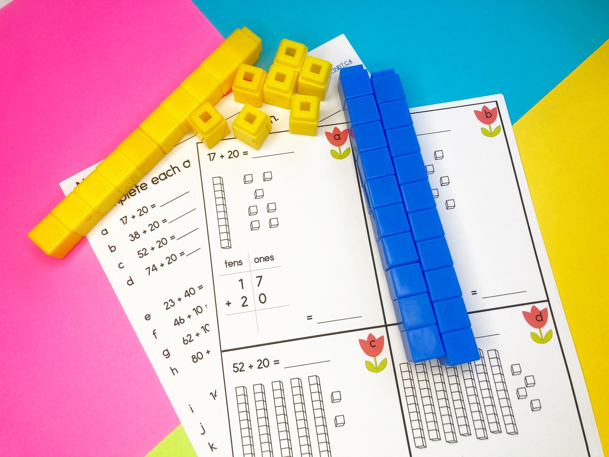 Adding BIG, Adding Multiples of 10 to a 2 Digit Number Spring Flowers ...