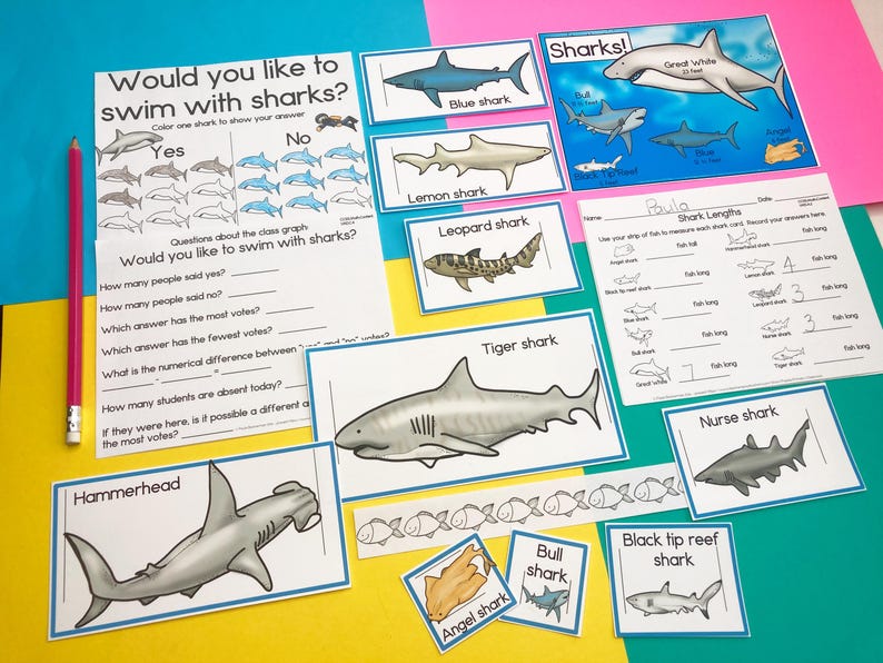 Shark Week Math Activities Addition & Subtraction Measurement Posters ...