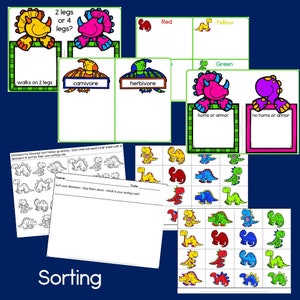 Dinosaur Math Graphing Sorting and Venn Diagram Centers - Etsy