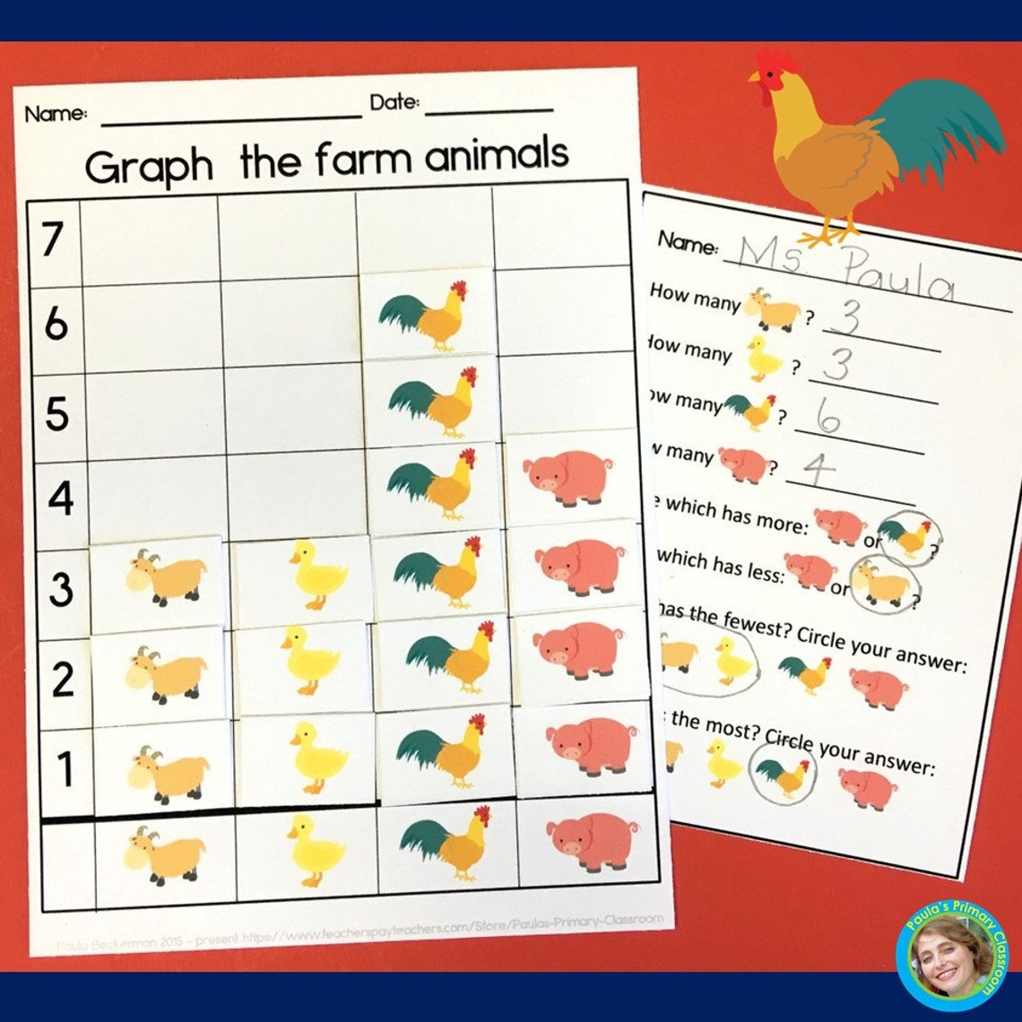 Farm Math With Sorting, Graphing and Venn Diagram - Etsy
