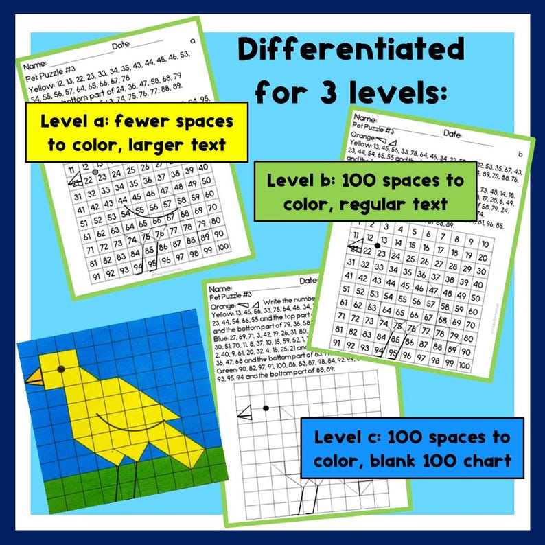 Pets 100s Chart Math Numbered and Blank 100 Charts Place Value Mystery ...